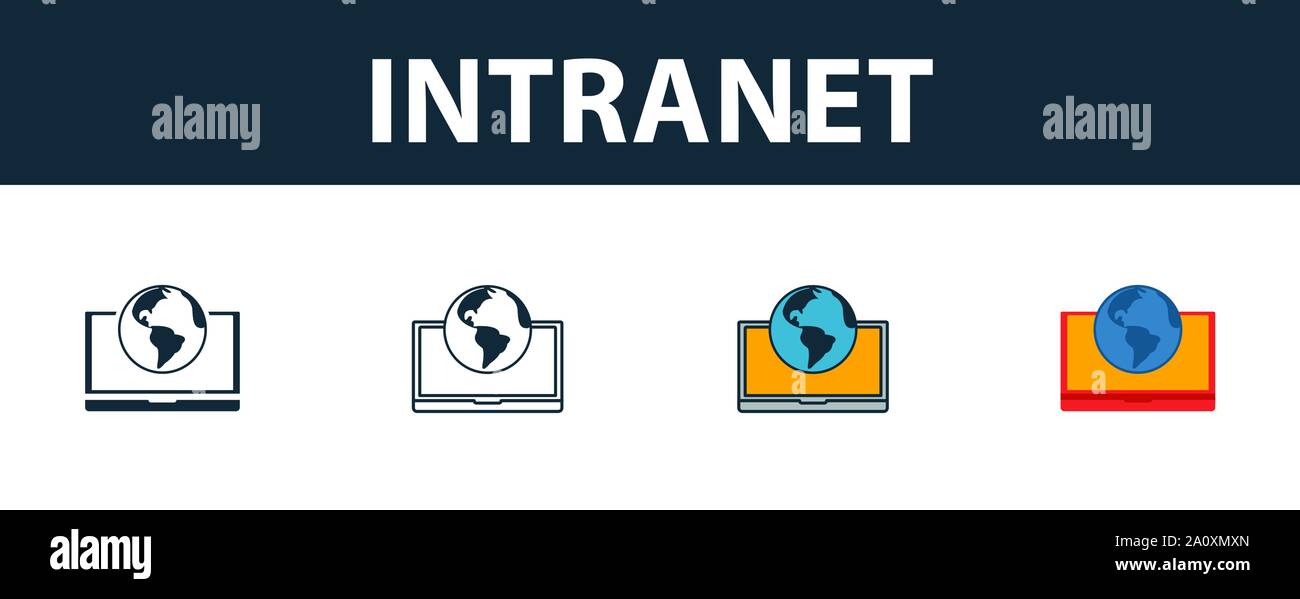 Intranet Icon Set. Vier einfache Symbole in verschiedenen ...