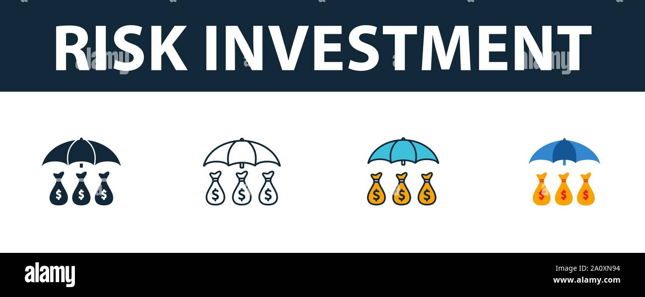 Risiko Icon Set. Vier einfache Symbole in verschiedenen Stilrichtungen ...