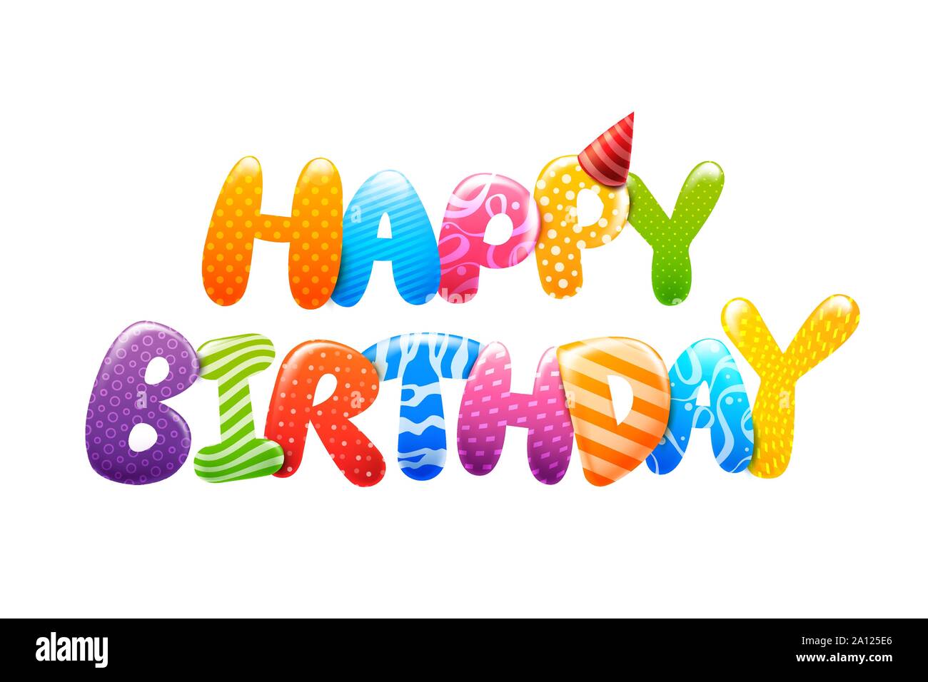 3D-Cute rainbow bunte Blase mit Muster KALLIGRAPHIE von Happy Birthday ...