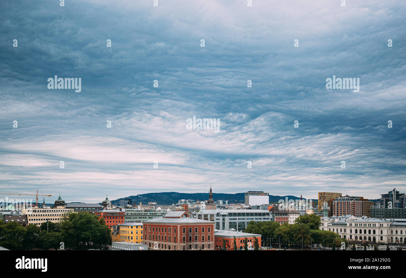 Oslo, Norwegen. Blick auf die Skyline der Stadt Oslo Stockfotografie ...