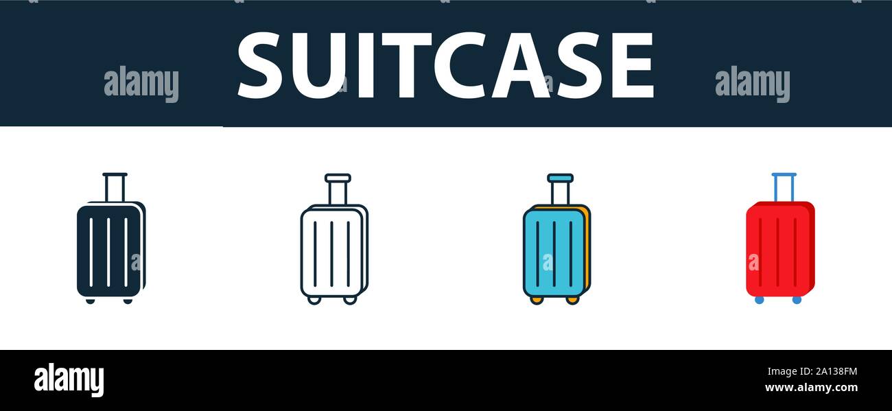 Koffer Icon Set. Vier einfache Symbole in verschiedenen Stilen von ...