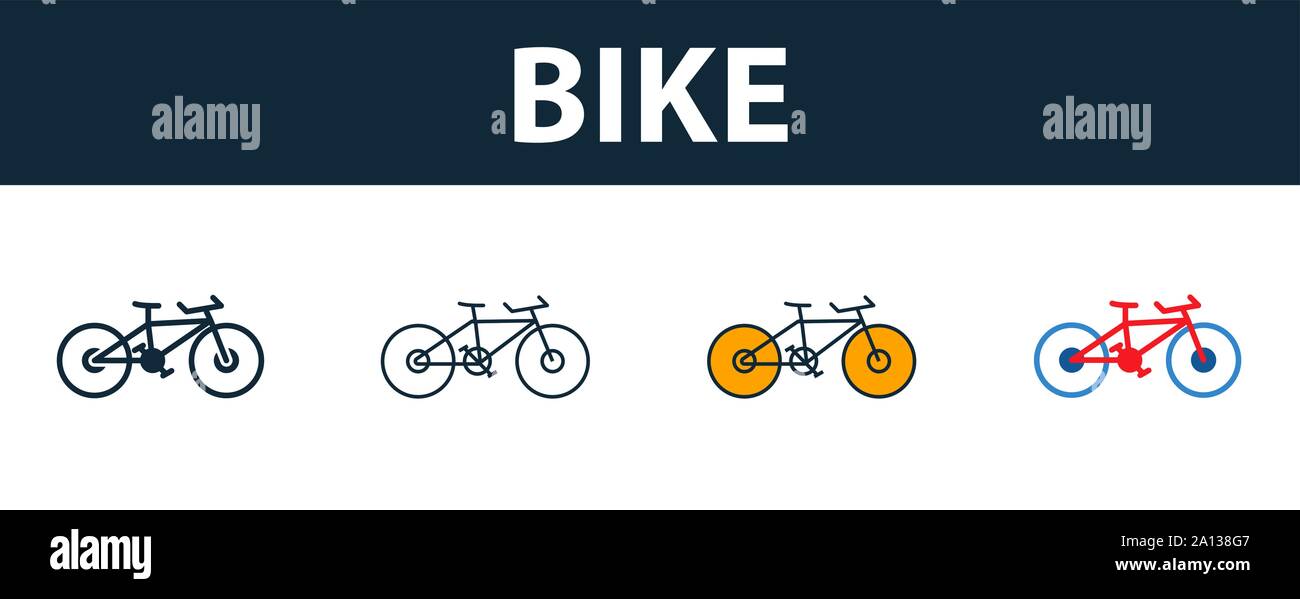 Bike - Symbol gesetzt. Vier einfache Symbole in verschiedenen Stilen ...