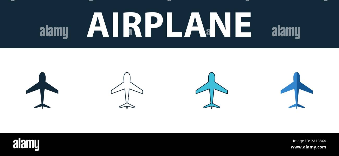 Flugzeug Icon Set. Vier einfache Symbole in verschiedenen ...