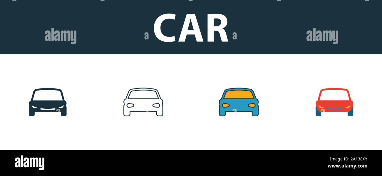 Auto-Symbol gesetzt. Vier einfache Symbole in verschiedenen ...