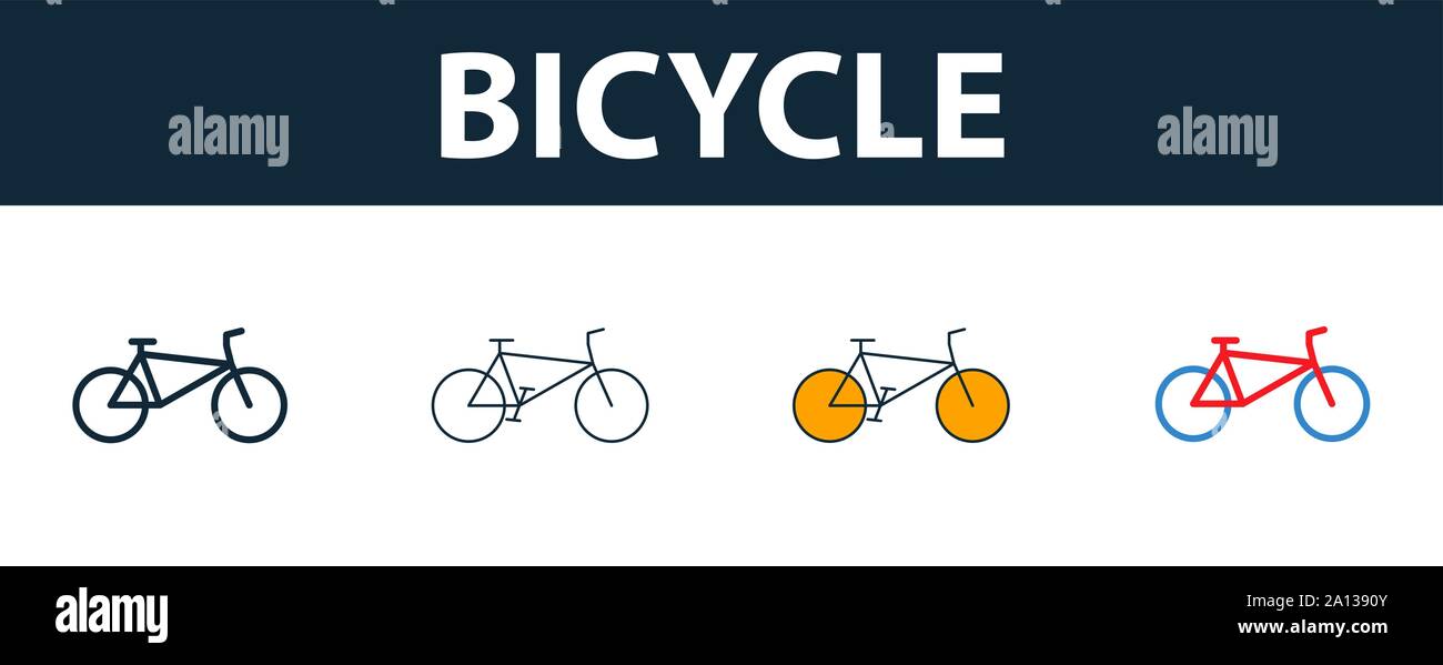 Fahrrad Icon Set. Vier einfache Symbole in verschiedenen Stilrichtungen ...