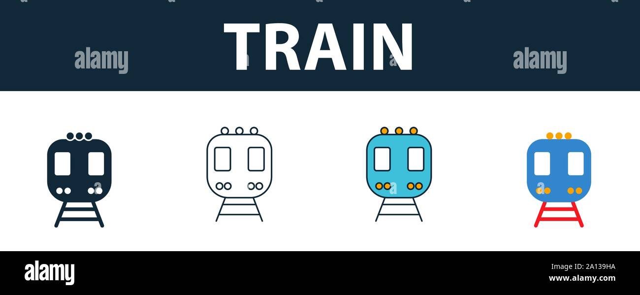 Zug Icon Set. Vier einfache Symbole in verschiedenen Stilrichtungen von ...