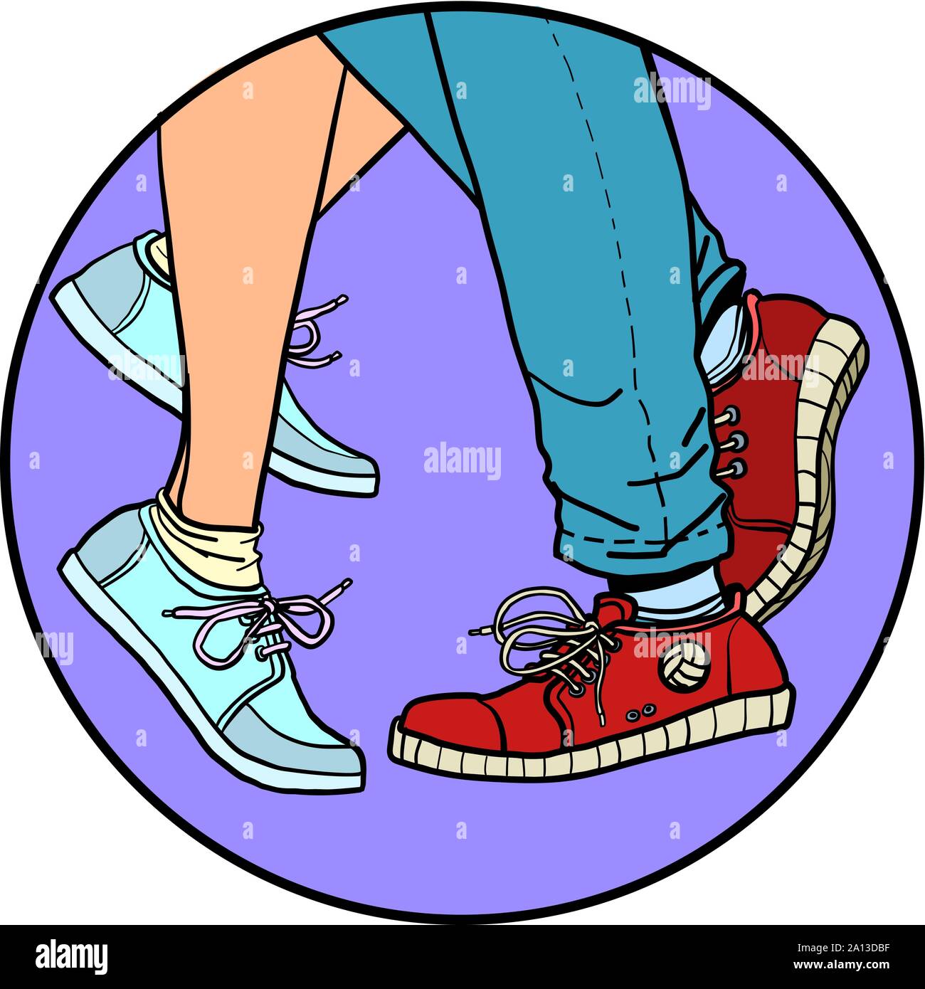 Jugend Junge und Mädchen Paare tanzen auf einer Party. Comic cartoon ...