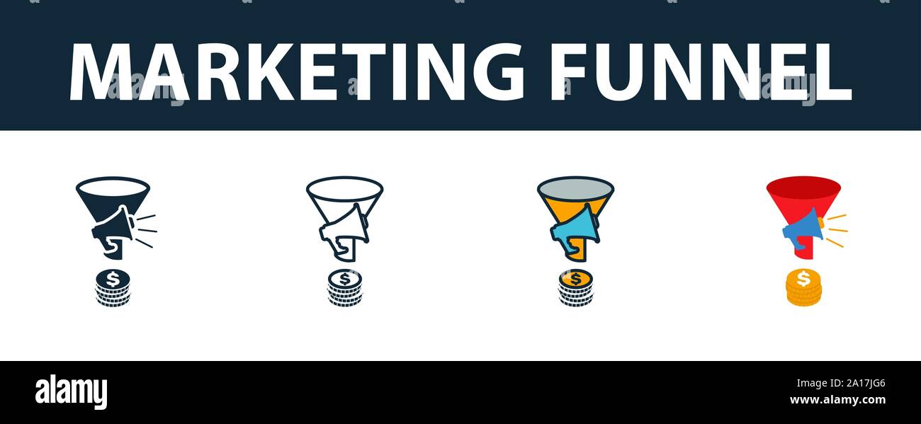 Marketing-trichter Icon Set. Premium Symbol in verschiedenen Stilen aus ...