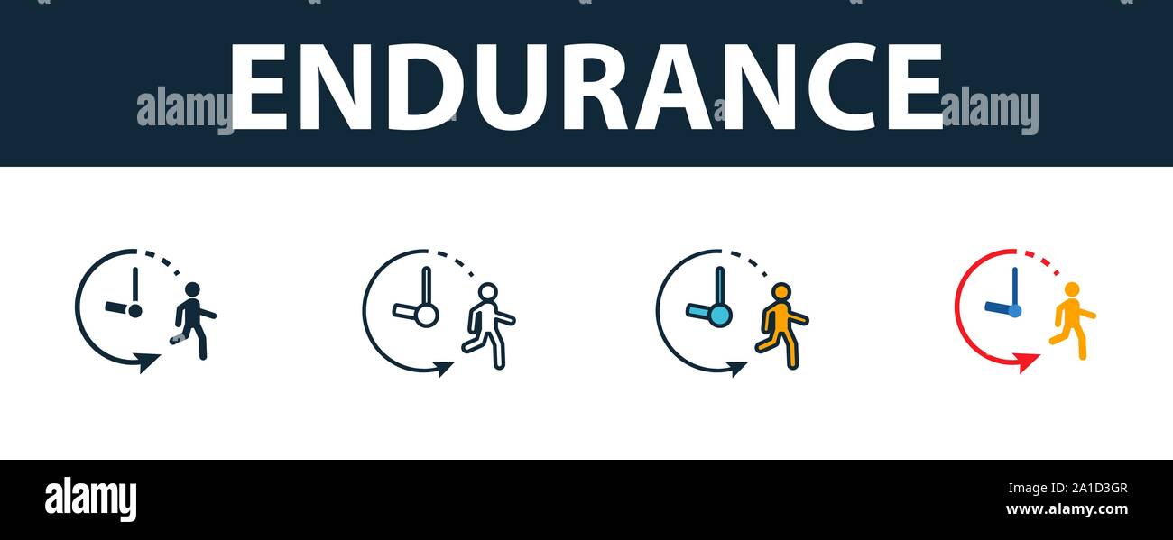 Ausdauer Icon Set. Premium Symbol in verschiedenen Stilen von Fitness ...