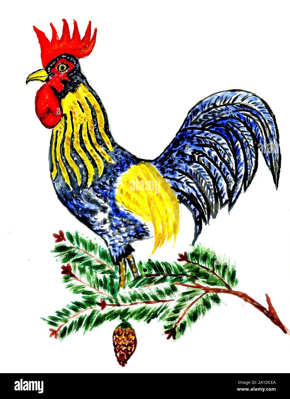 Cartoon aquarell Hahn, Hand gezeichnet animalische Abbildung ...