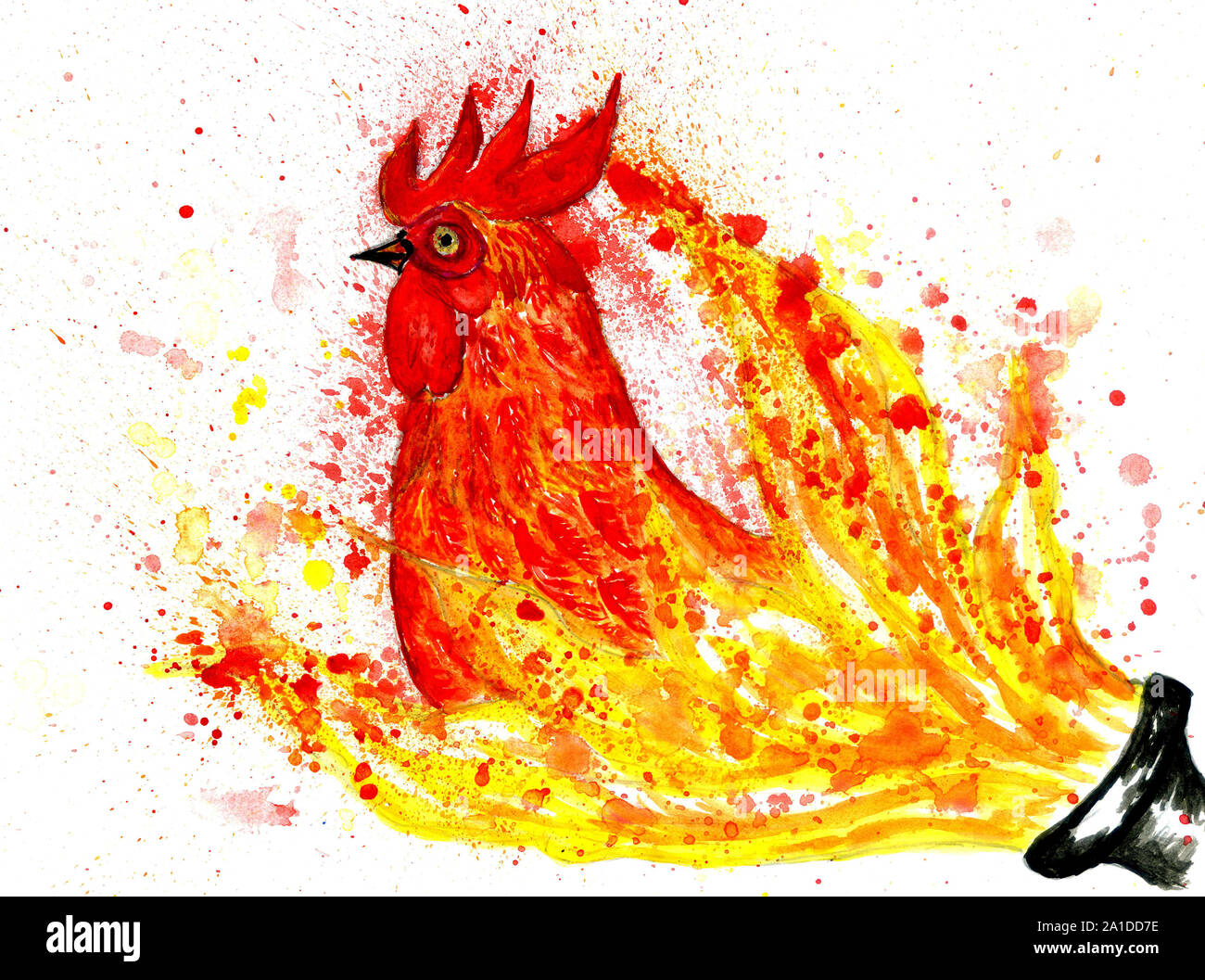 Cartoon aquarell Hahn, Hand gezeichnet animalische Abbildung ...