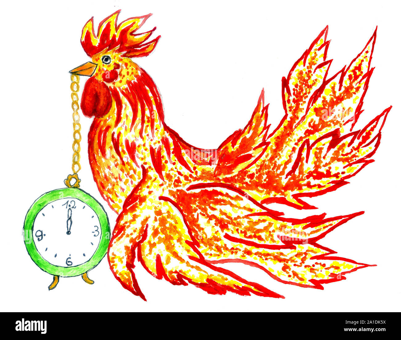 Cartoon aquarell Hahn, Hand gezeichnet animalische Abbildung ...