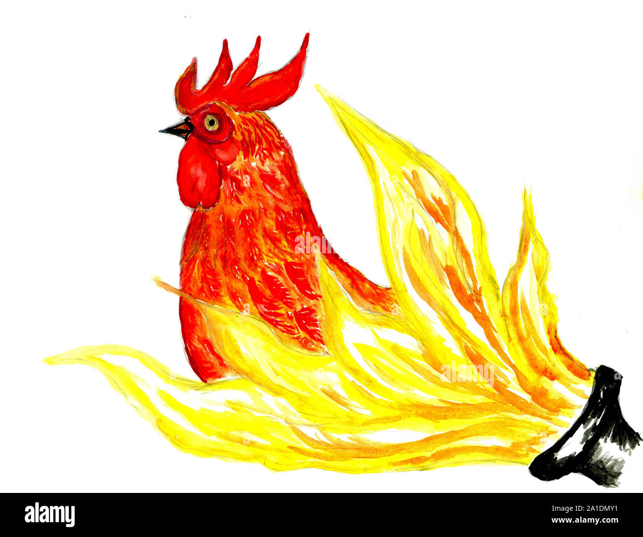 Cartoon aquarell Hahn, Hand gezeichnet animalische Abbildung ...