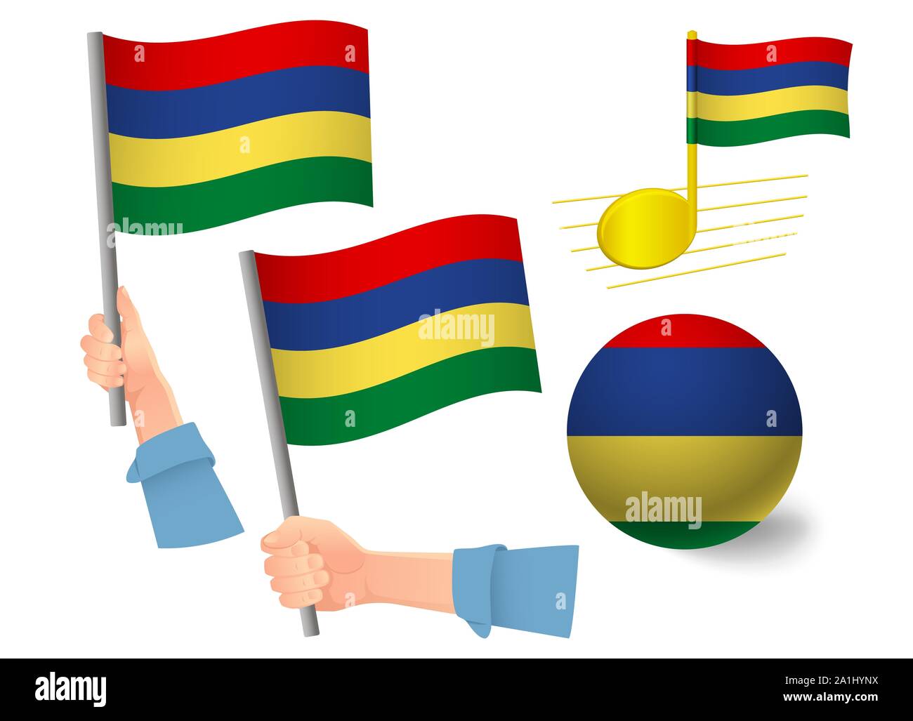 Mauritius Flagge Symbol gesetzt. Flagge von Mauritius illustration ...