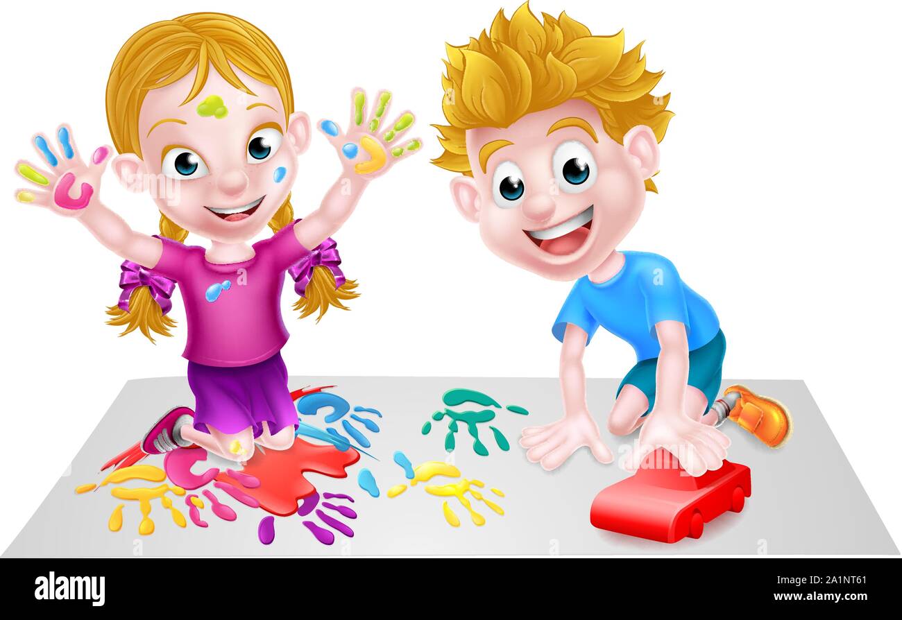Cartoon Kinder spielen Stock-Vektorgrafik - Alamy
