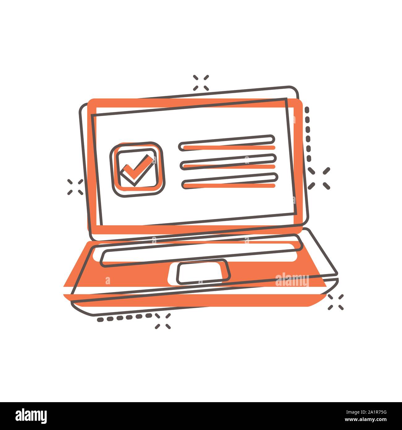 Fragebogen laptop Symbol im Comic-stil. Online Umfrage vektor Cartoon ...