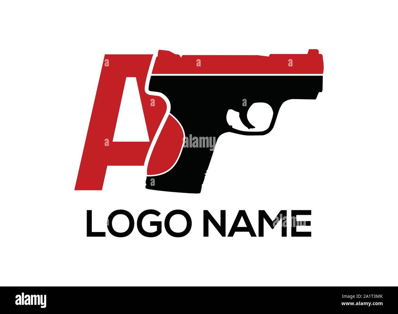 Pistole Waffe logo Emblem. Ein paar der gekreuzten Pistolen Gewehre ...