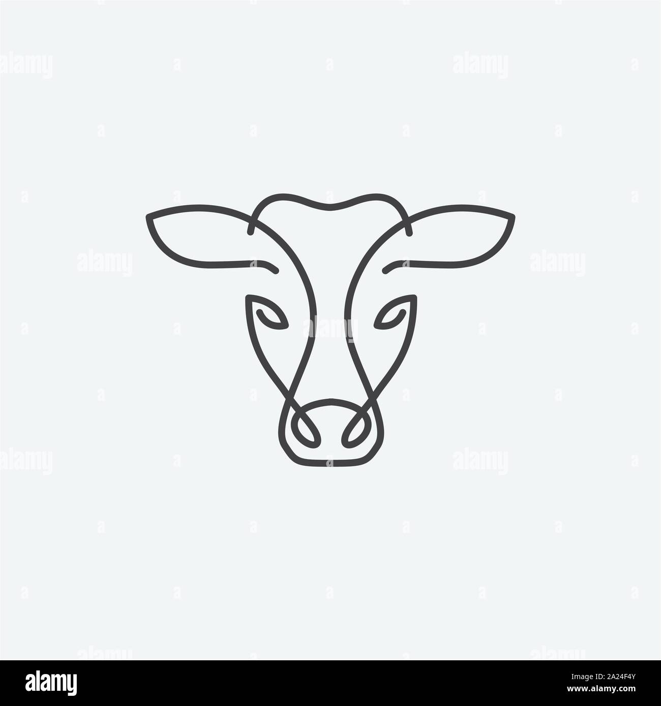 Kuhkopf lineare Logo Design Vector Linear Emblem, Kuh, Kuh Kopf ...