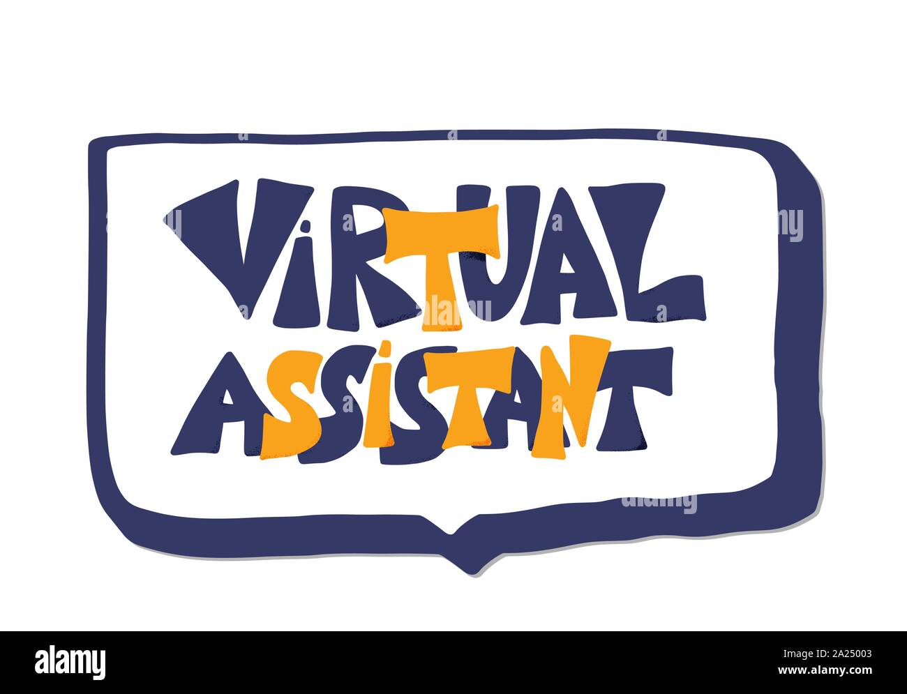 Virtueller Assistent Text isoliert. Hand gezeichnet. Vektor ...