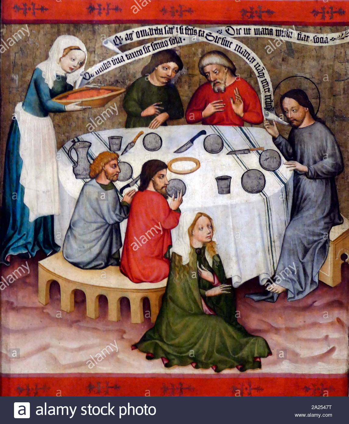 Triptychon Panel der Darstellung, die Legende der Heiligen Maria und Martha. Von der Kirche in ...
