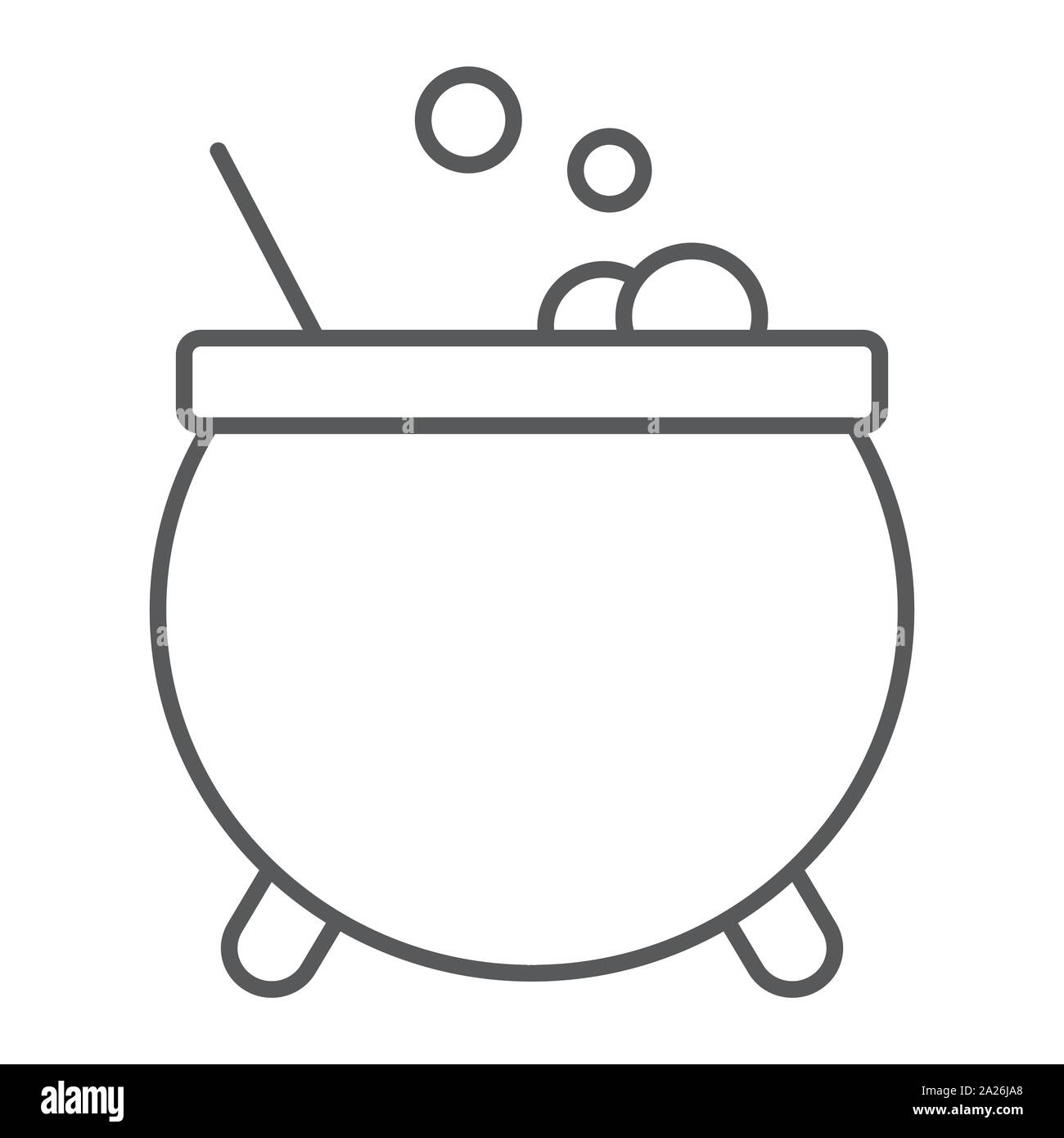 Hexen dünne Linie Symbol, Magie und Topf Kessel, trank Zeichen ...