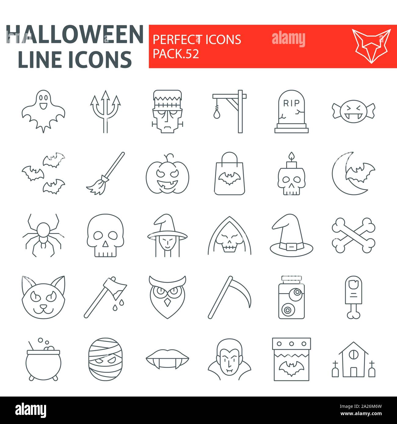Halloween thin line Icon Set, horror Symbole Sammlung, Vektor logo ...