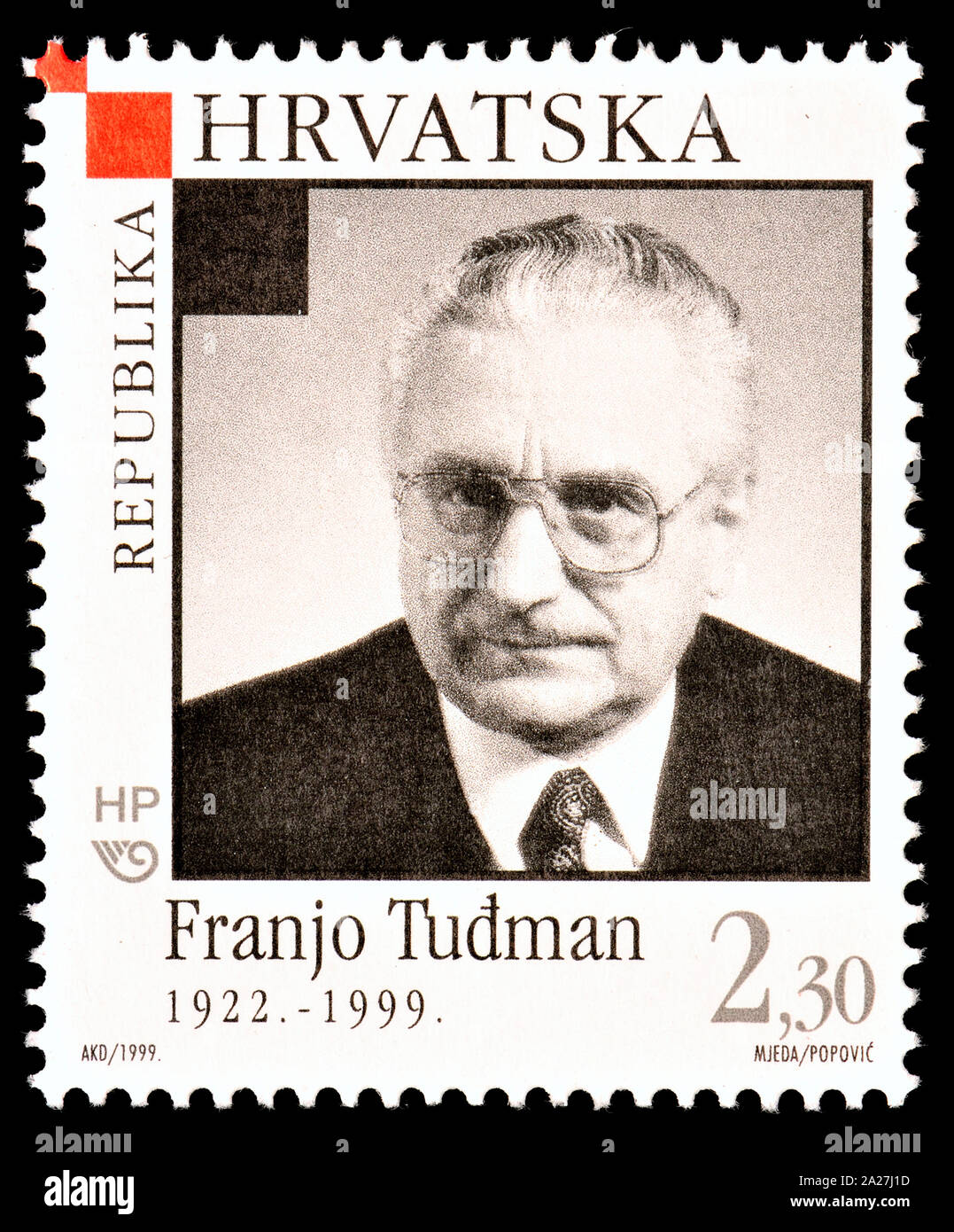 Kroatische Briefmarke (1999) - Tod von Franjo Tudman/Tudjman (1922-1999 ...