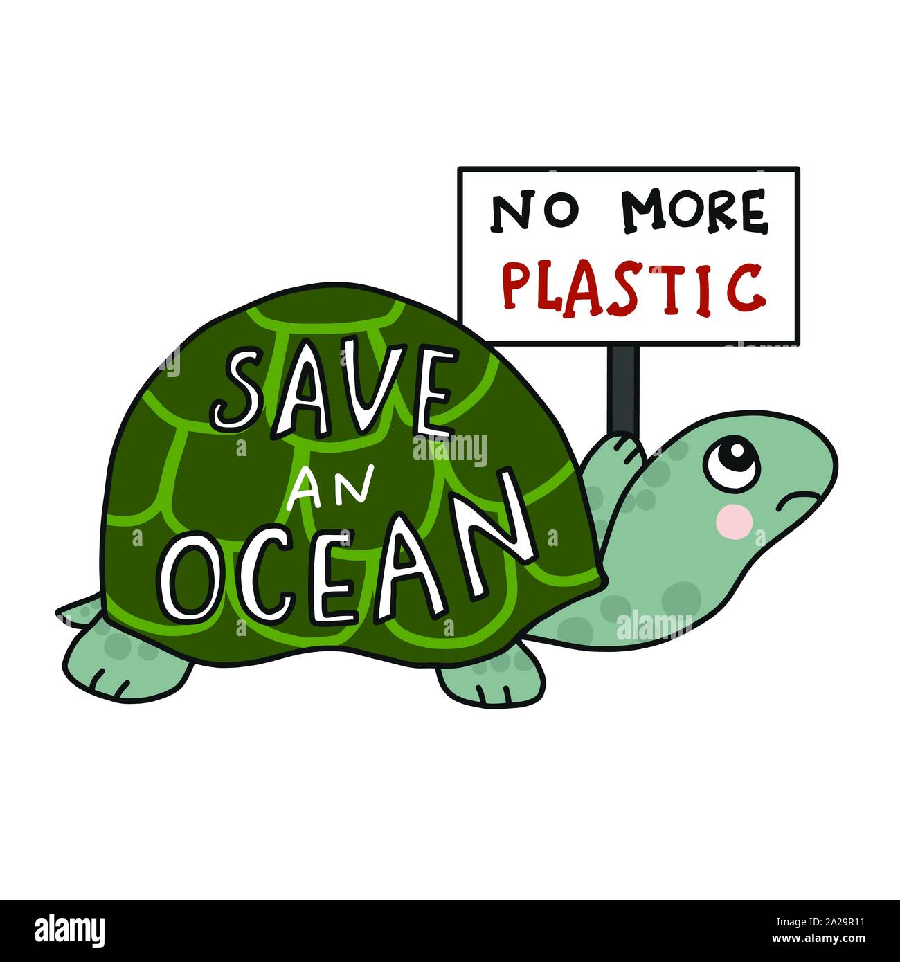 Sea turtle Protest nicht mehr Kunststoff, sicher ein Ozean cartoon ...
