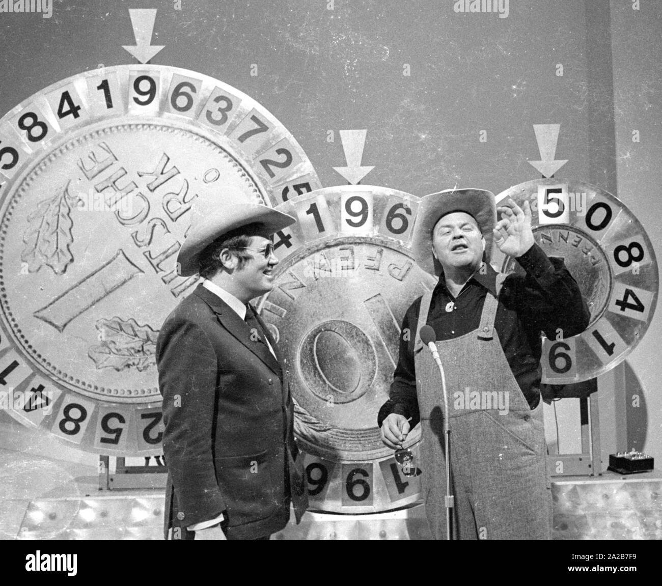 Wim Thoelke und der Imitator von Hoss aus der Fernsehserie Bonanza, Dan ...