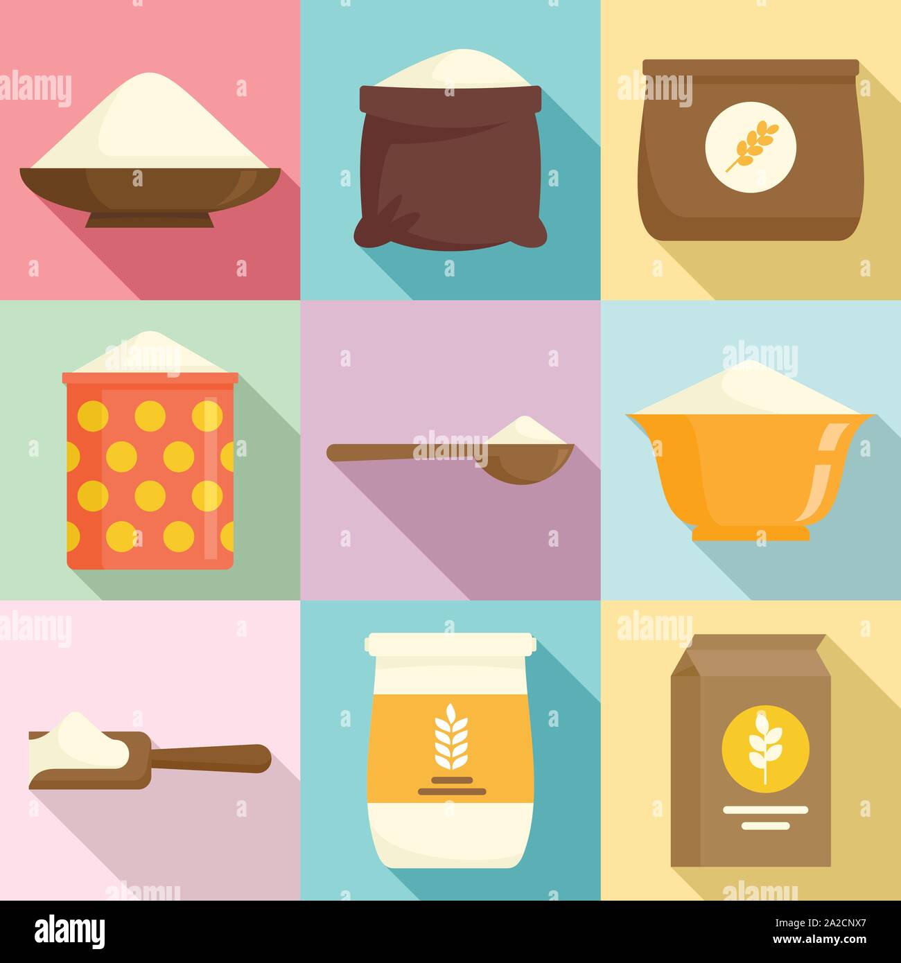 Mehl Symbole gesetzt. Flachbild von Mehl Vector Icons für Web Design ...