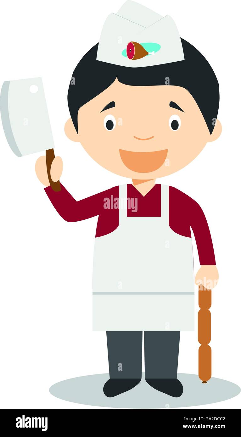 Cute cartoon Vector Illustration einer Metzgerei Stock-Vektorgrafik - Alamy