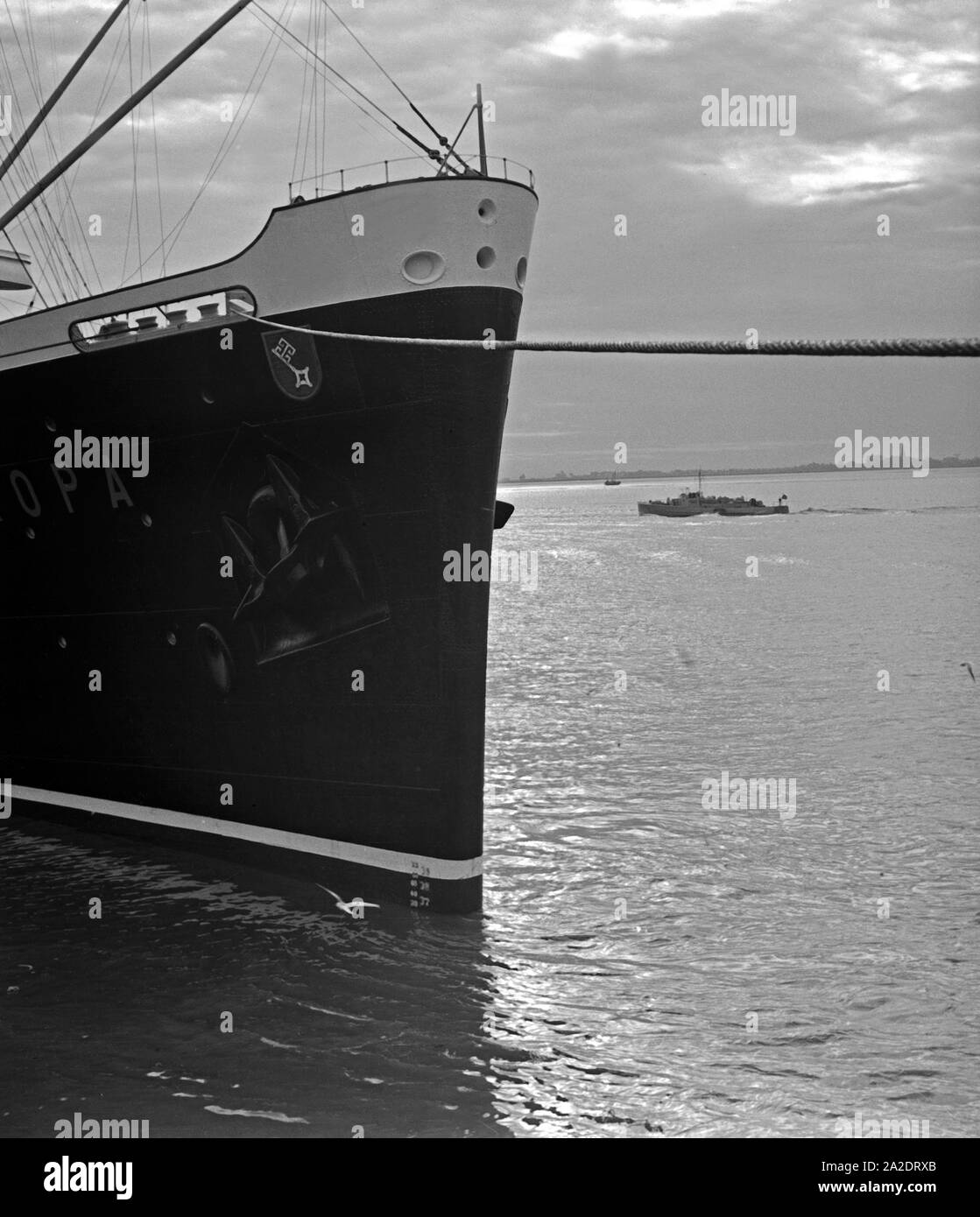 Der Bug des Dampfschiffes "Europa" der Reederei Norddeutscher Lloyd in ...