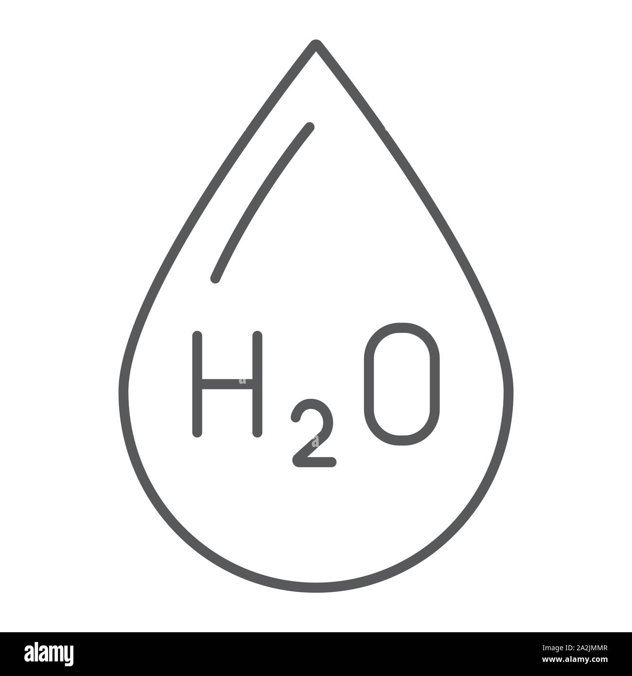 Wasser Formel dünne Linie Symbol, Chemikalien und Wasser, h2o drop ...