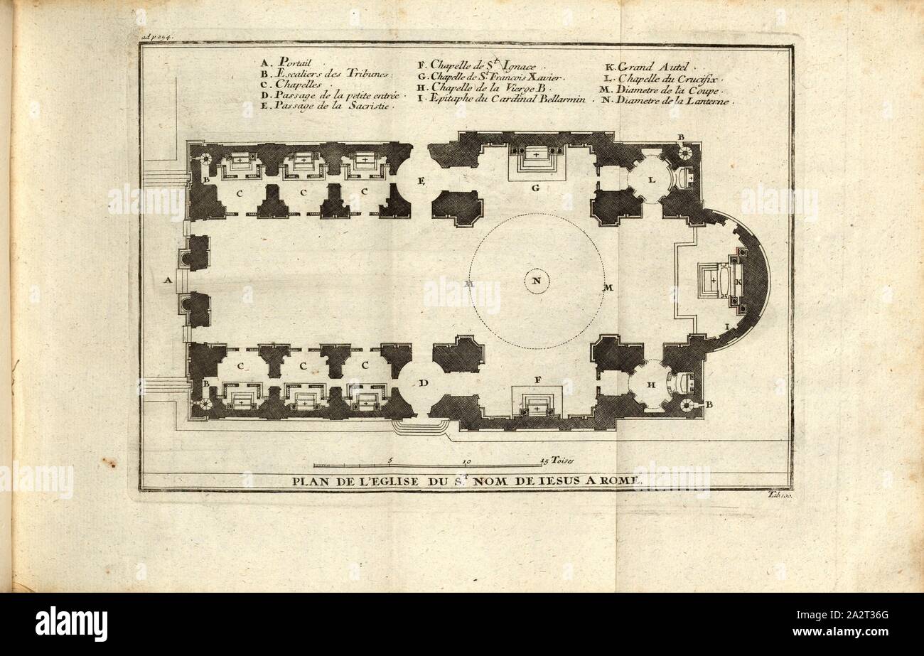 Plan der Kirche des Heiligen Namen Jesu in Rom, Grundriss der Kirche in ...