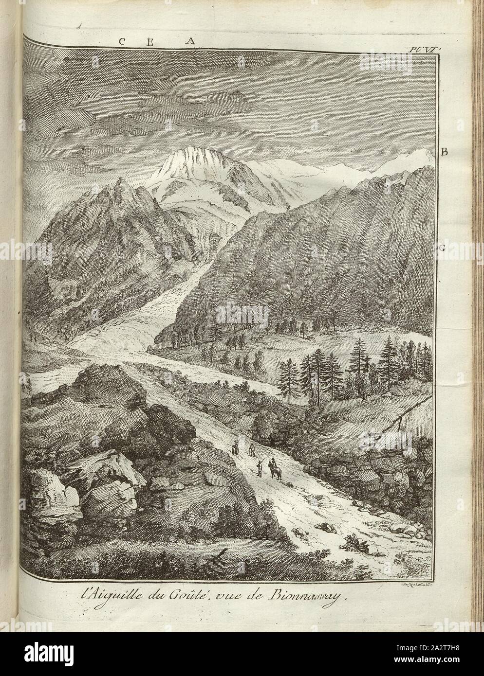 L'Aiguille du Gouté, von Bionnassay, L'Aiguille du Goûté, Kupferstich ...