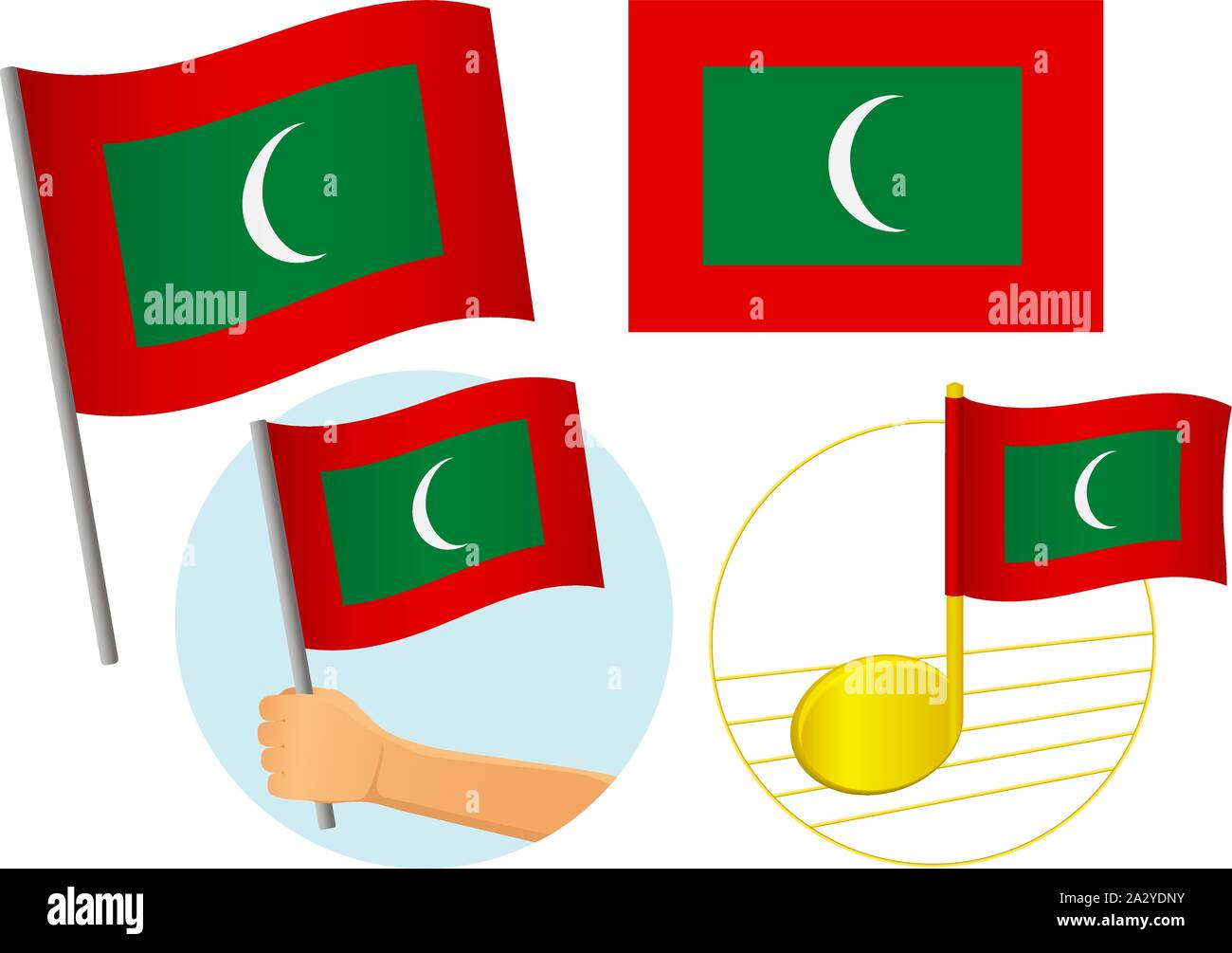 Malediven Flagge Symbol gesetzt. Nationalflagge von Malediven Vector ...