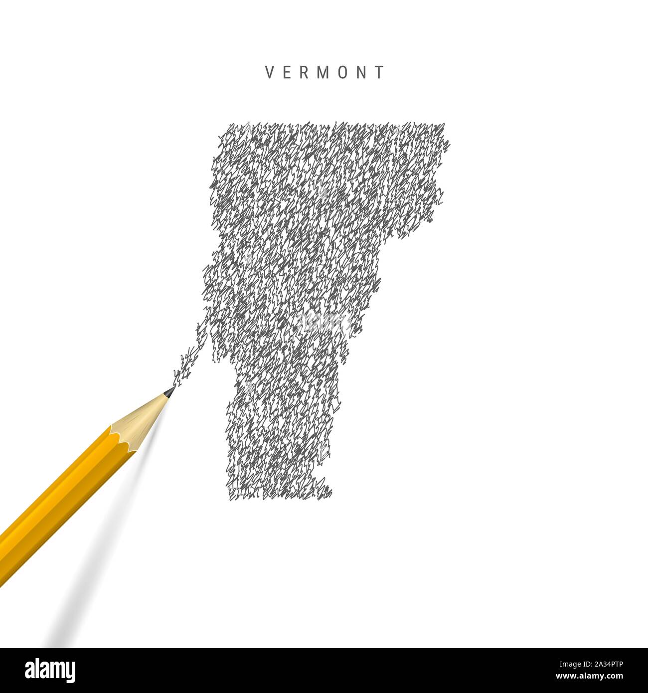 Vermont Skizze scribble Karte auf weißem Hintergrund. Hand Vektorkarte von Vermont gezeichnet ...