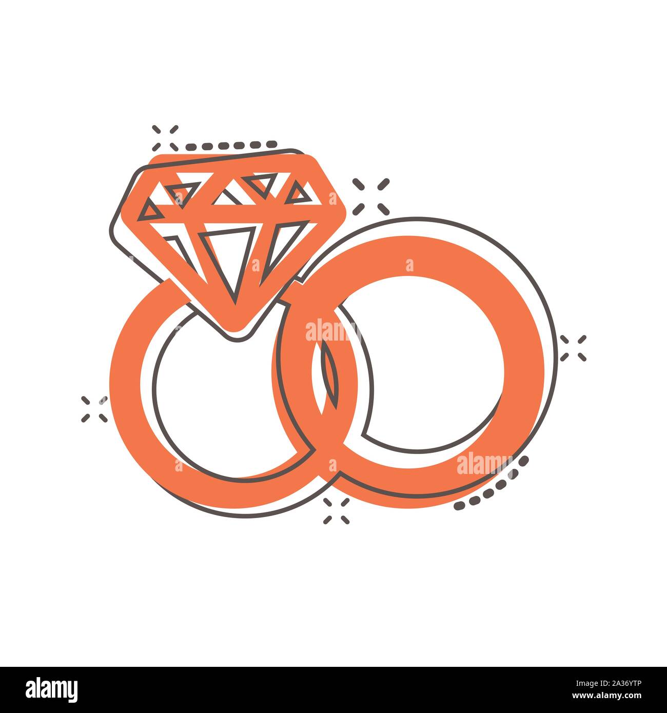 Vektor cartoon Engagement Ring mit Diamant Symbol im Comic-stil ...