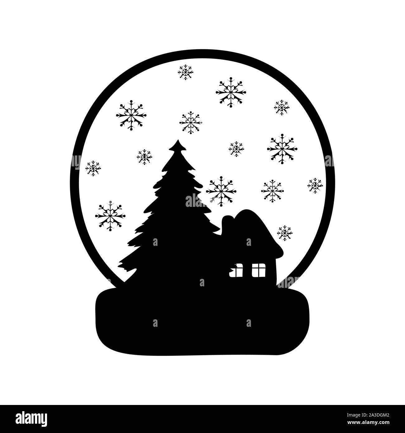 Silhouette Weihnachten Glaskugel. Glücklich frohe Weihnachten. Vector ...
