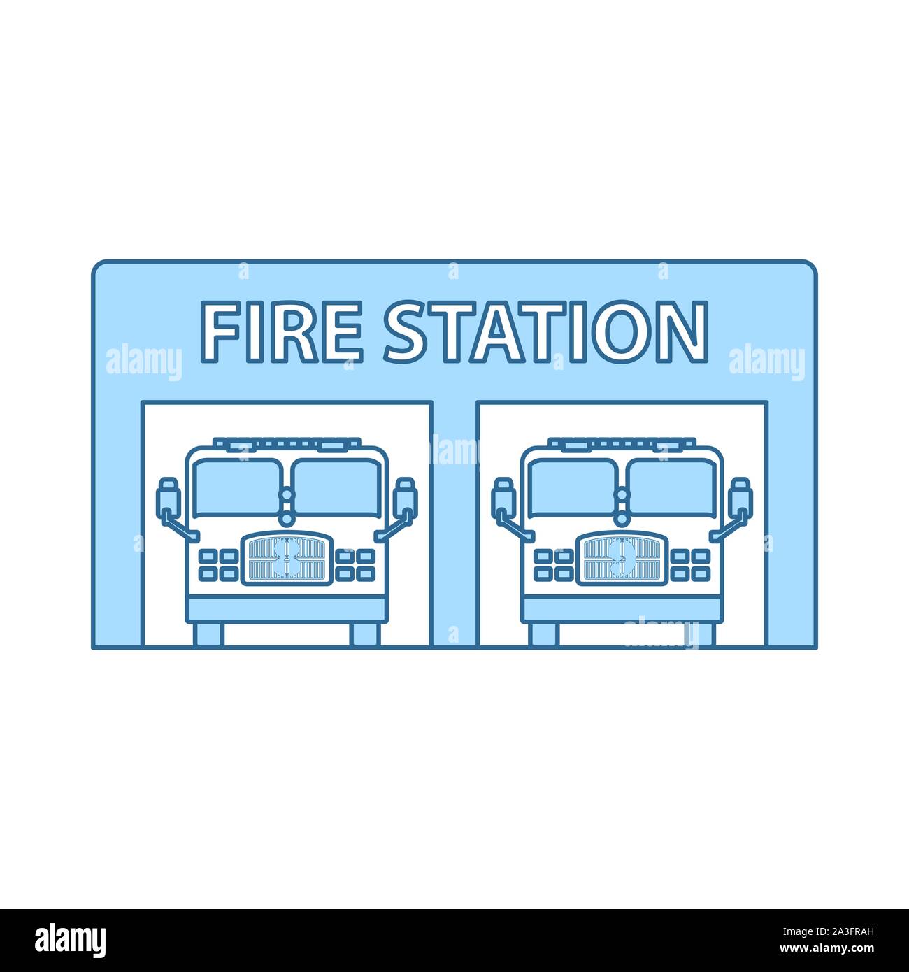 Feuerwehr-Symbol. Dünne Linie mit blauer Füllung Design. Vector ...