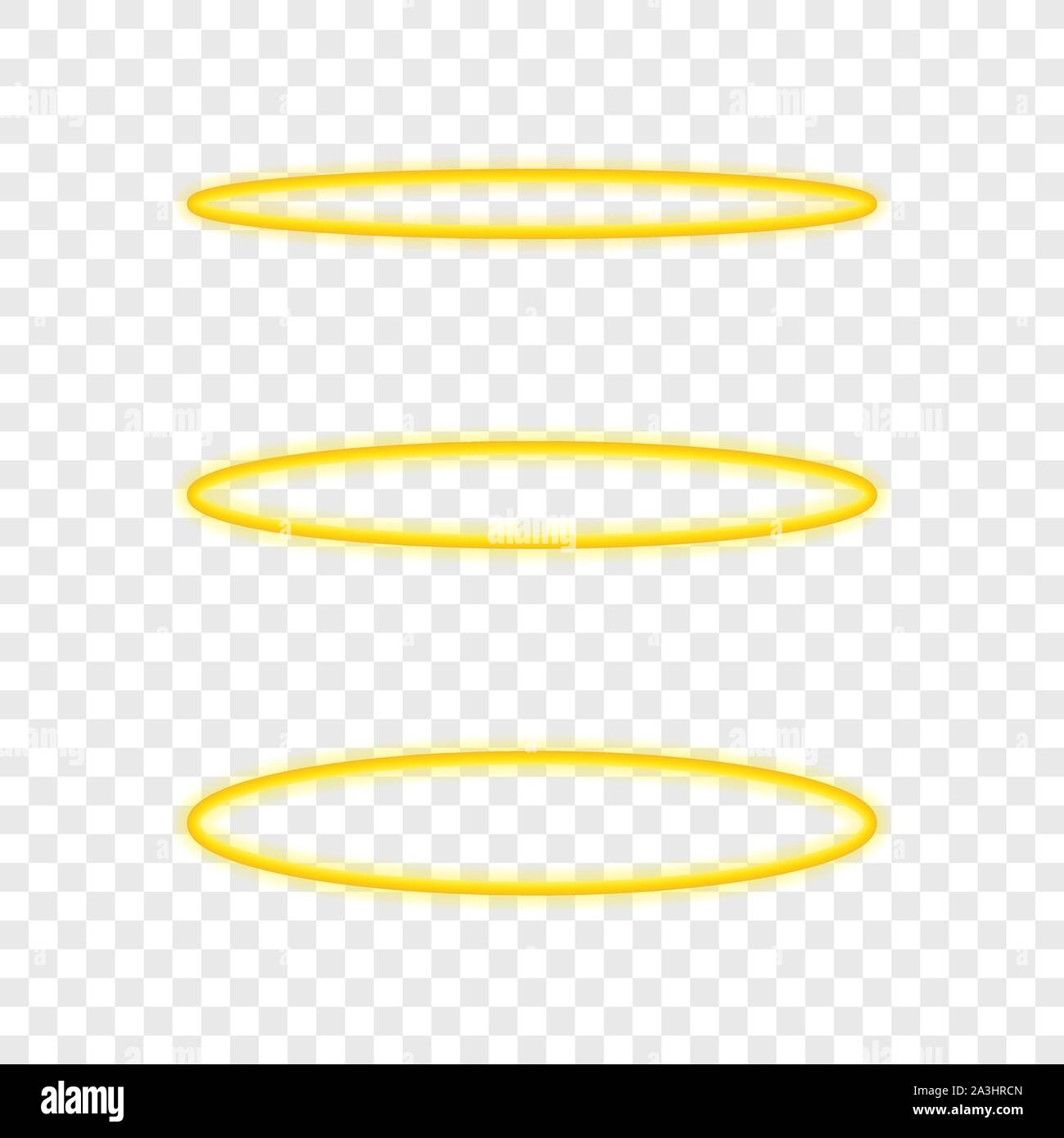 Set Halo Engel Ring. Heiligen goldenen Nimbus Kreis auf transparentem ...