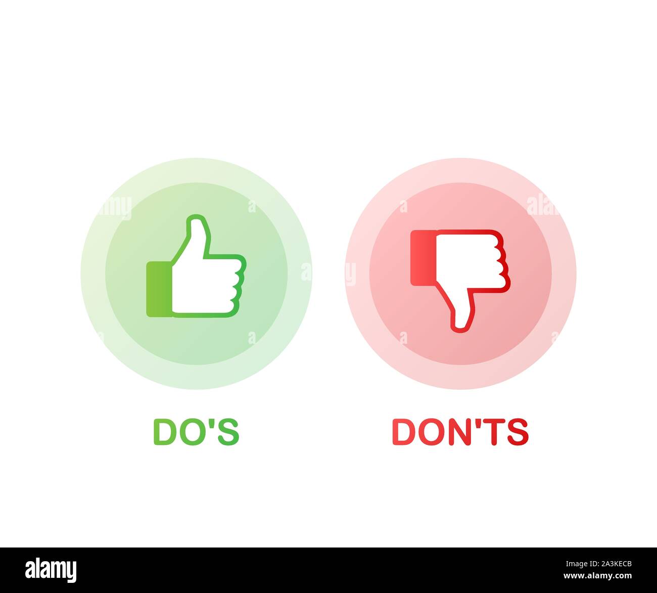 Do's und Don'ts wie Daumen nach oben oder nach unten. Flachbild einfach ...