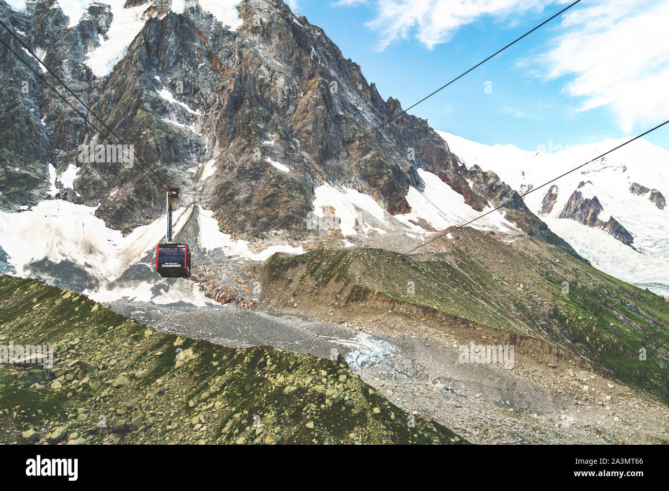 Der Seilbahn Aiguille du Midi. Chamonix, Mont Blanc Massiv, Französische Alpen Stockfotografie ...