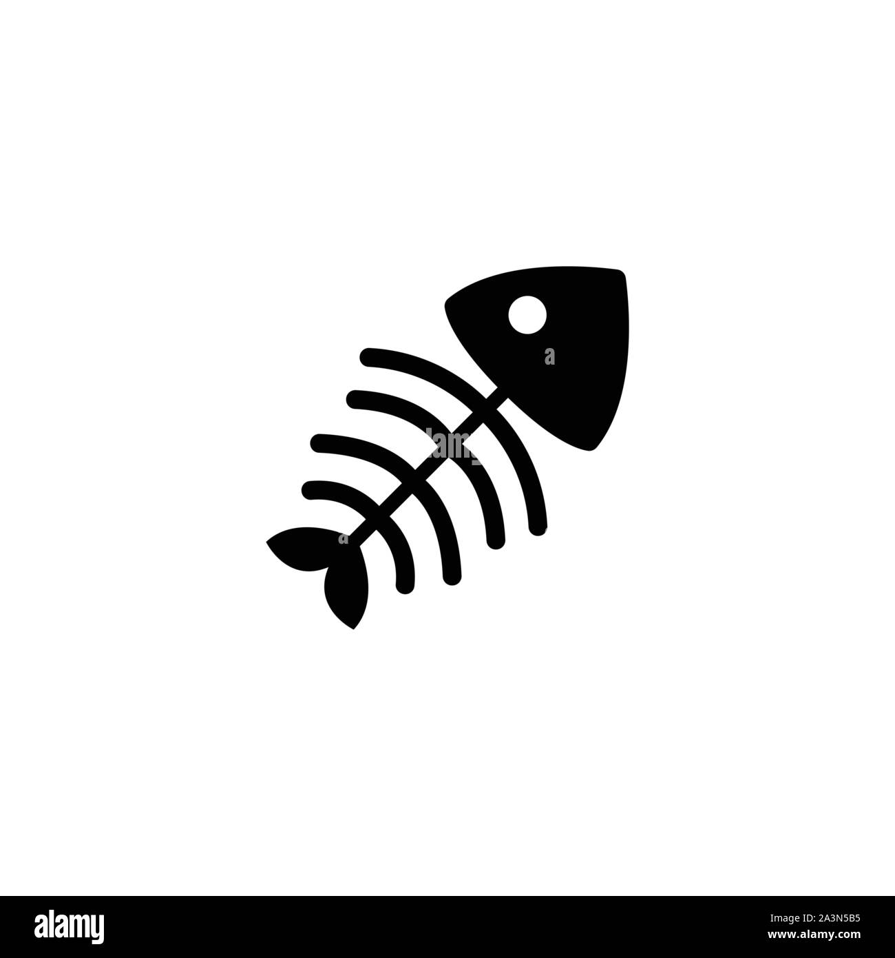 Fish Bone Skelett. Flache Vektor Icon Abbildung. Einfach schwarzes ...