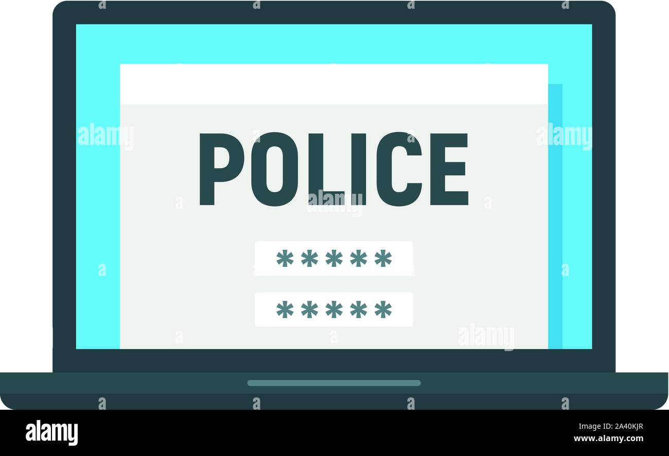 Polizei laptop Symbol. Flache Darstellung der Polizei laptop Vektor ...