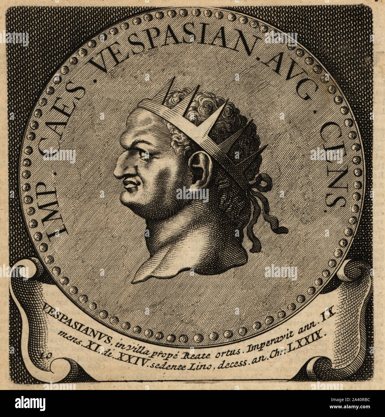 Der römische Kaiser Vespasian, 9 AD-70 AD, Titus Flavius Vespasianus ...