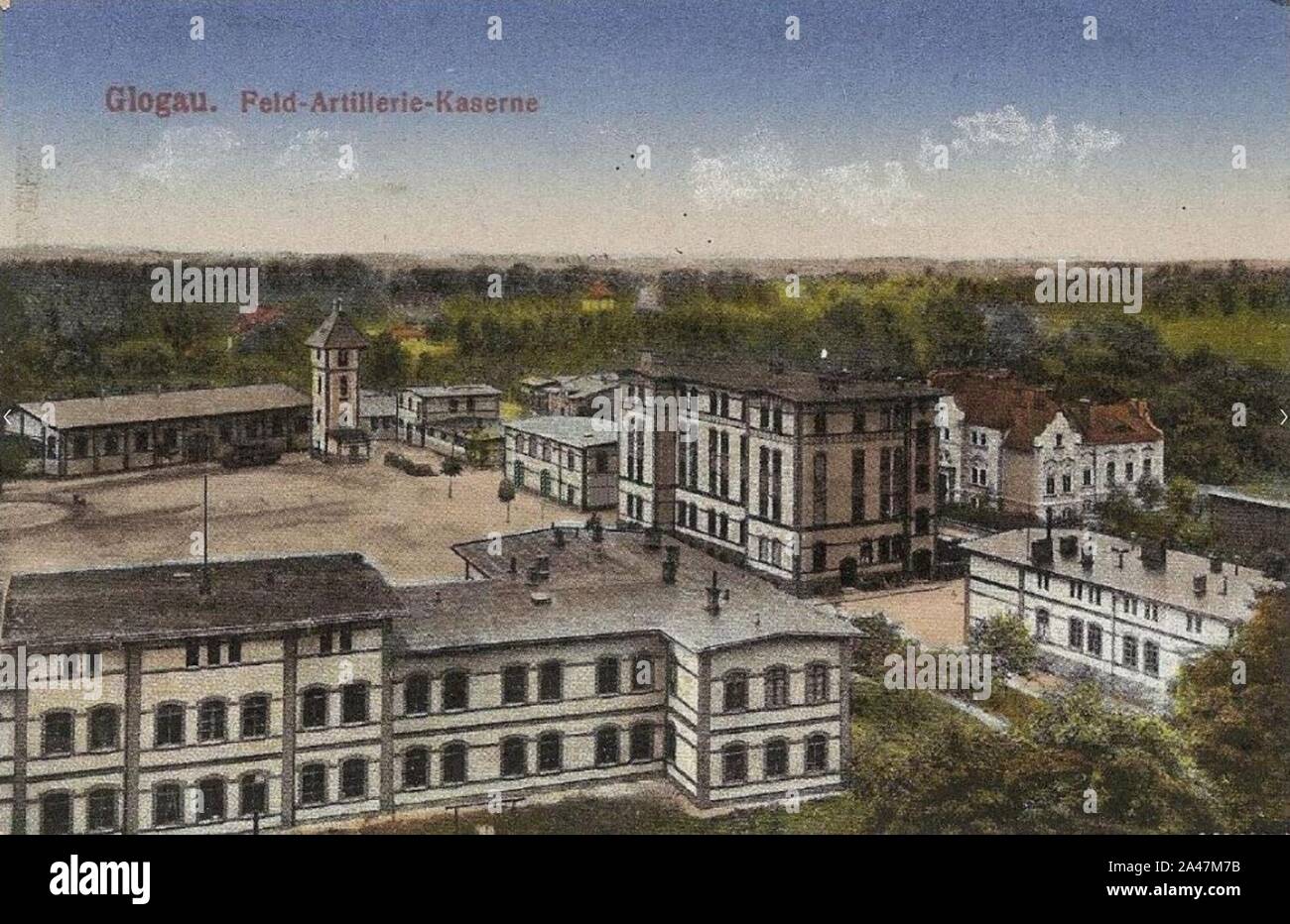 Feld-Artillerie-Kaserne Glogau, weit 41, kolorierte Aufnäher von 1917 ...