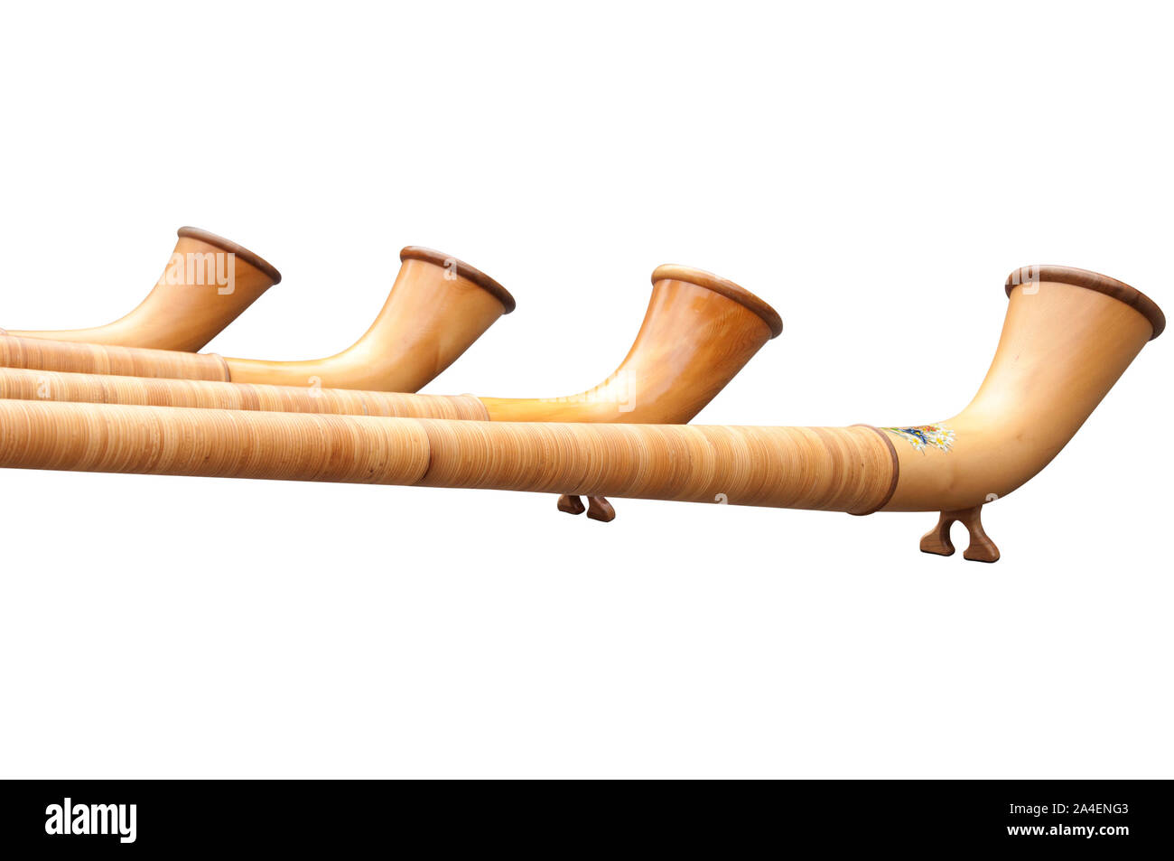 Traditionelle Musikinstrumente in der Schweiz isoliert auf weißem ...