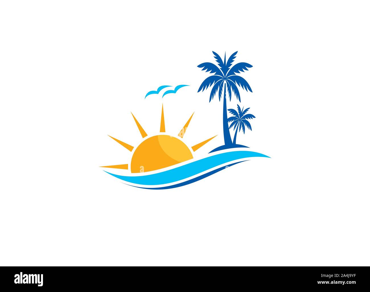 Einfache, moderne und einzigartige tropische Strand Logo Design Stock ...