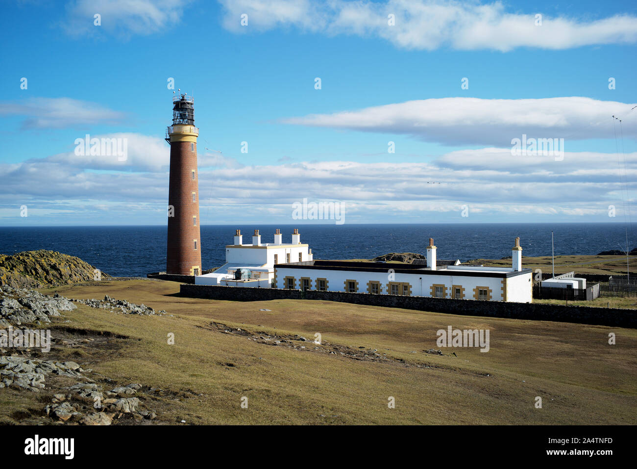 Der Leuchtturm Butt of Lewis auf der Isle of Lewis, Schottland, der vom ...